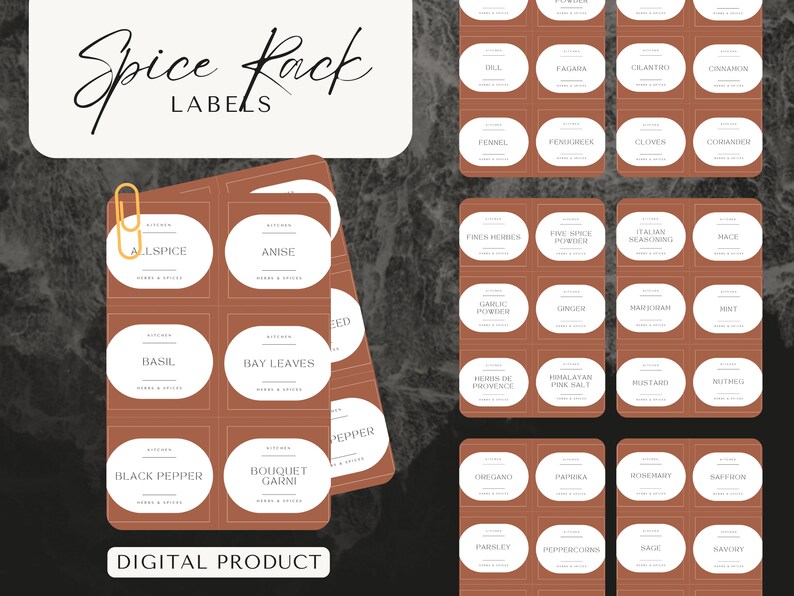 Spice Rack Labels • Herbs and Spices Label Set • Kitchen Labels ...