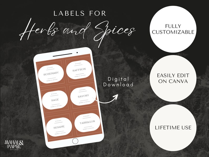 Spice Rack Labels • Herbs and Spices Label Set • Kitchen Labels ...