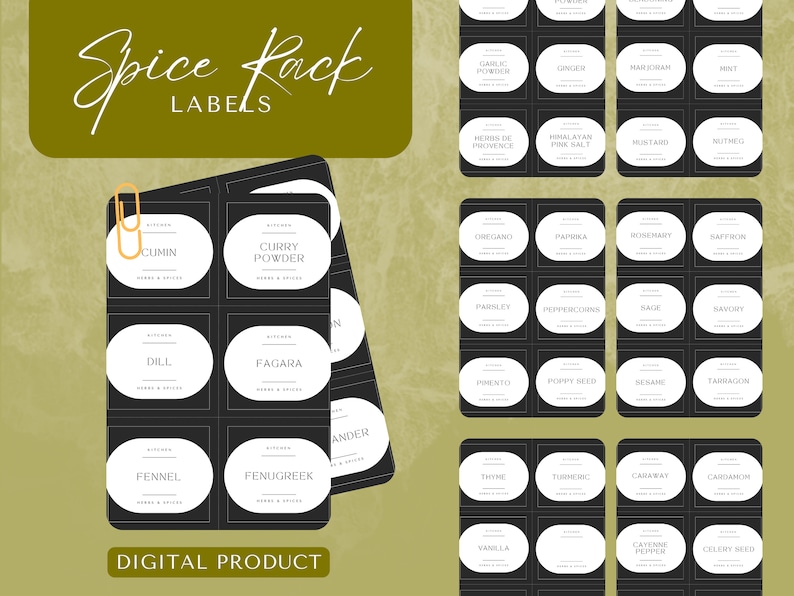 Spice Rack Labels Herbs and Spices Labels Kitchen Labels - Etsy