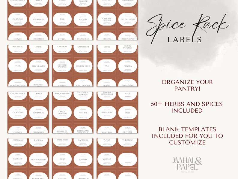 Spice Rack Labels • Herbs and Spices Label Set • Kitchen Labels ...