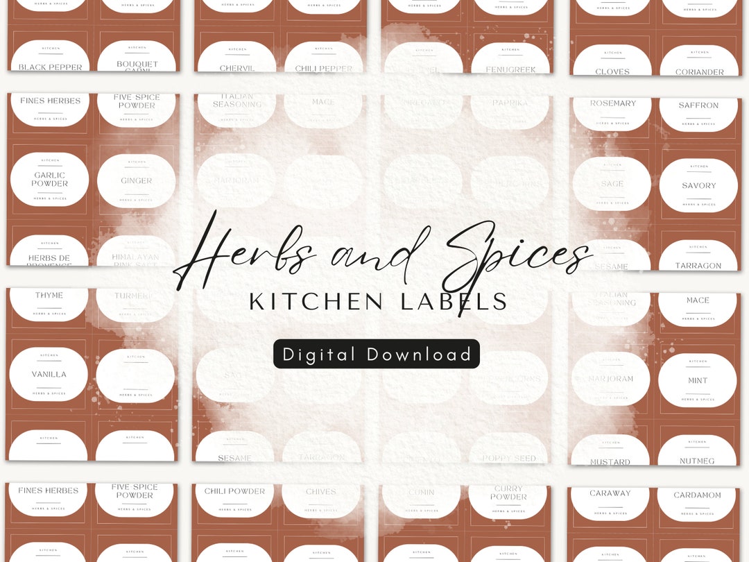 Spice Rack Labels • Herbs and Spices Label Set • Kitchen Labels ...
