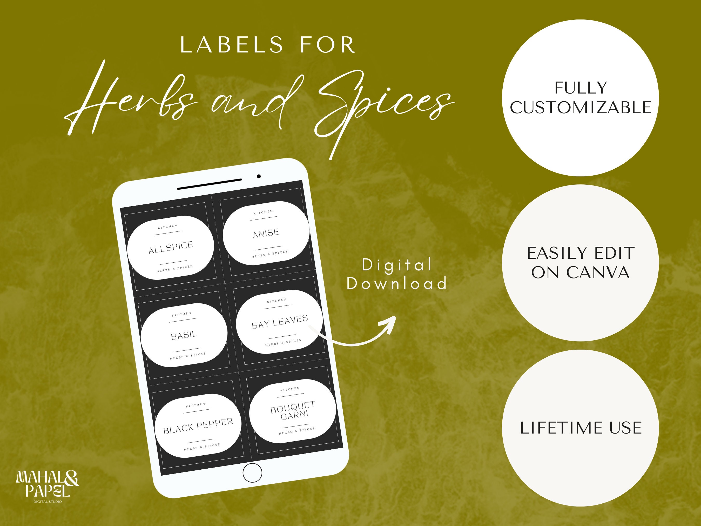 Spice Rack Labels Herbs and Spices Labels Kitchen Labels - Etsy
