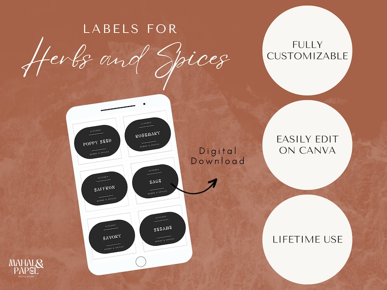 Spice Rack Labels • Herbs and Spices Labels • Kitchen Labels • Pantry ...