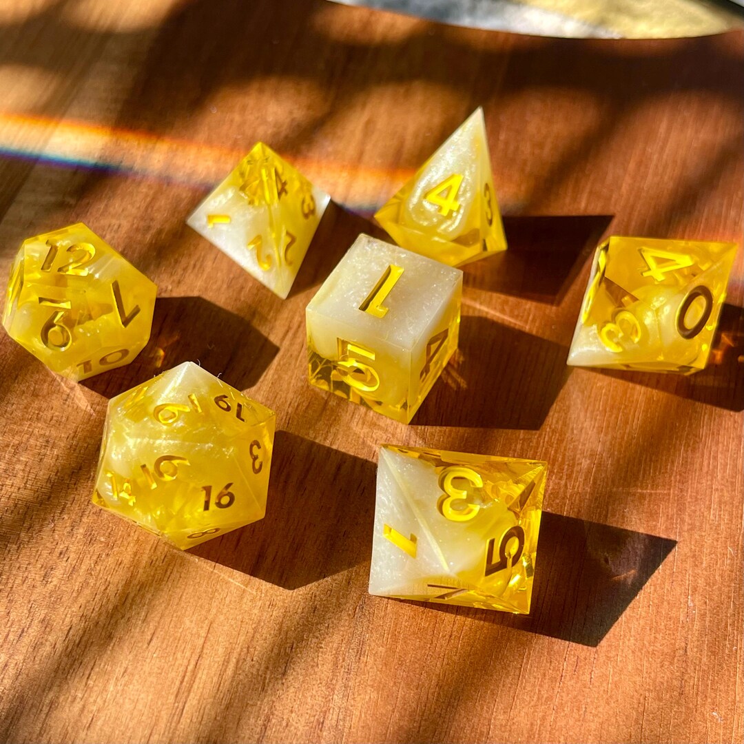 Drop of Sunshine • White & Yellow | Dnd Dice - Etsy
