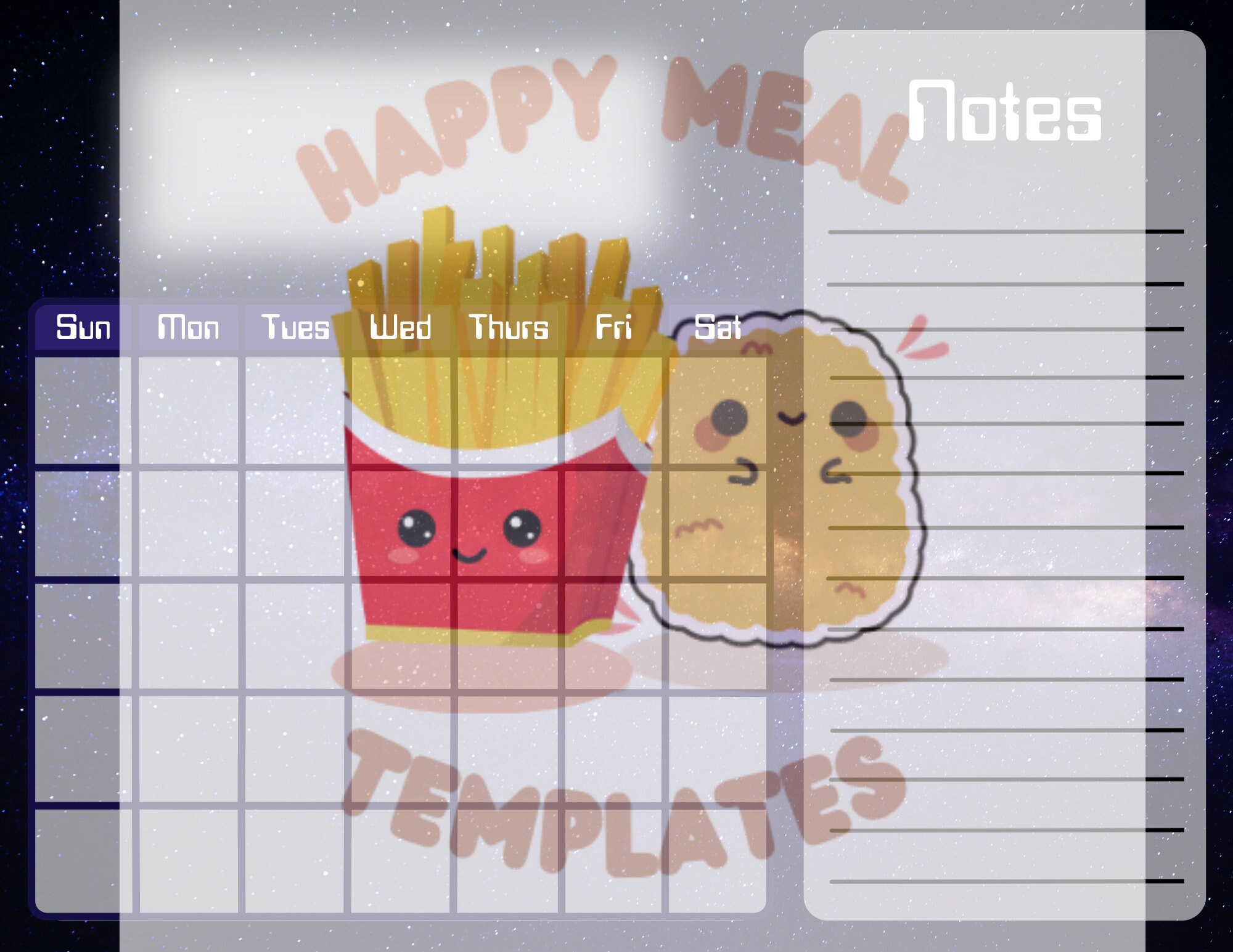 Galaxy Space Themed Calendar Template - Etsy