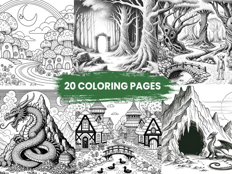 20 Printable Fantasy Places Coloring Pages Coloring Book Adults Kids ...