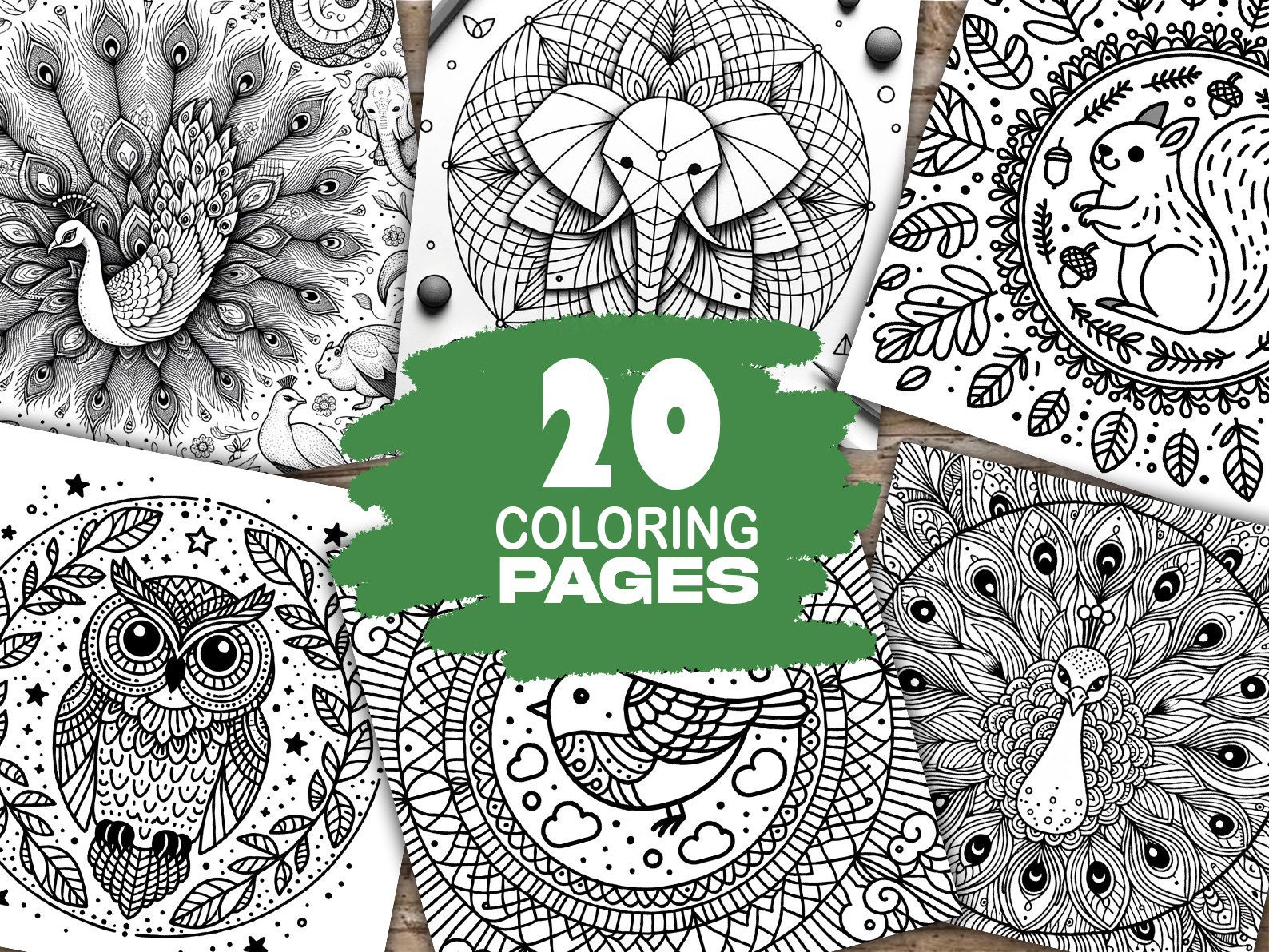20 Printable Animal Mandalas Coloring Pages Coloring Book Adults Kids ...