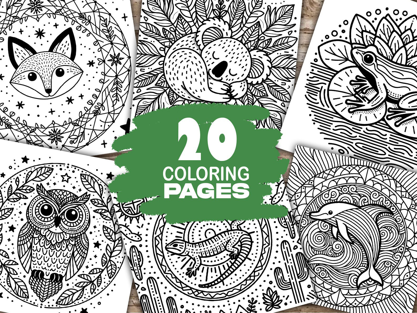 20 Printable Animal Mandalas Coloring Pages Coloring Book Adults Kids ...