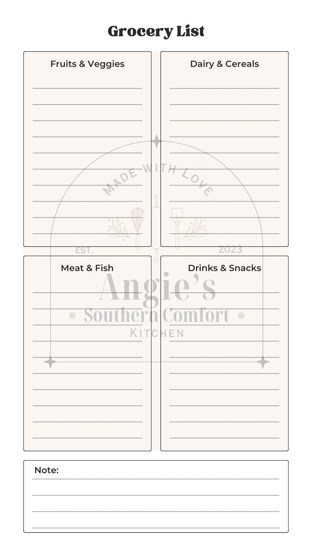 Printable Grocery Shopping List Pages - Etsy