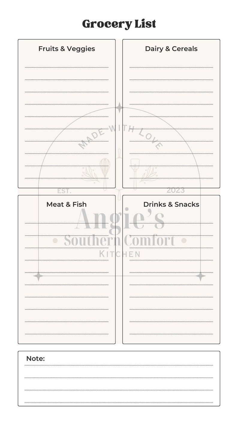 Printable Grocery Shopping List Pages - Etsy