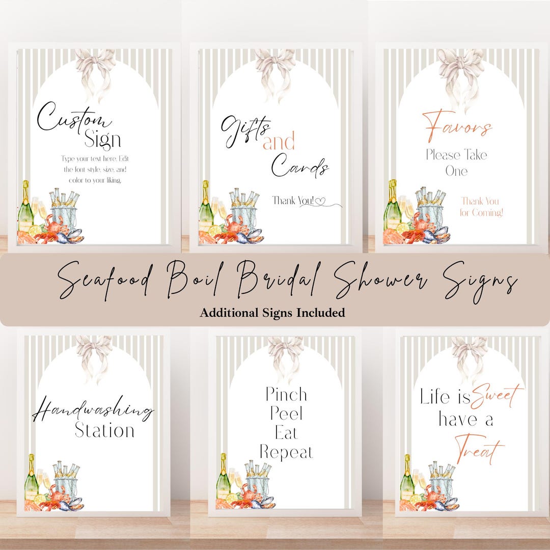 Seafood Boil Engagement Party Signs, Low Country Boil Signs for Table ...