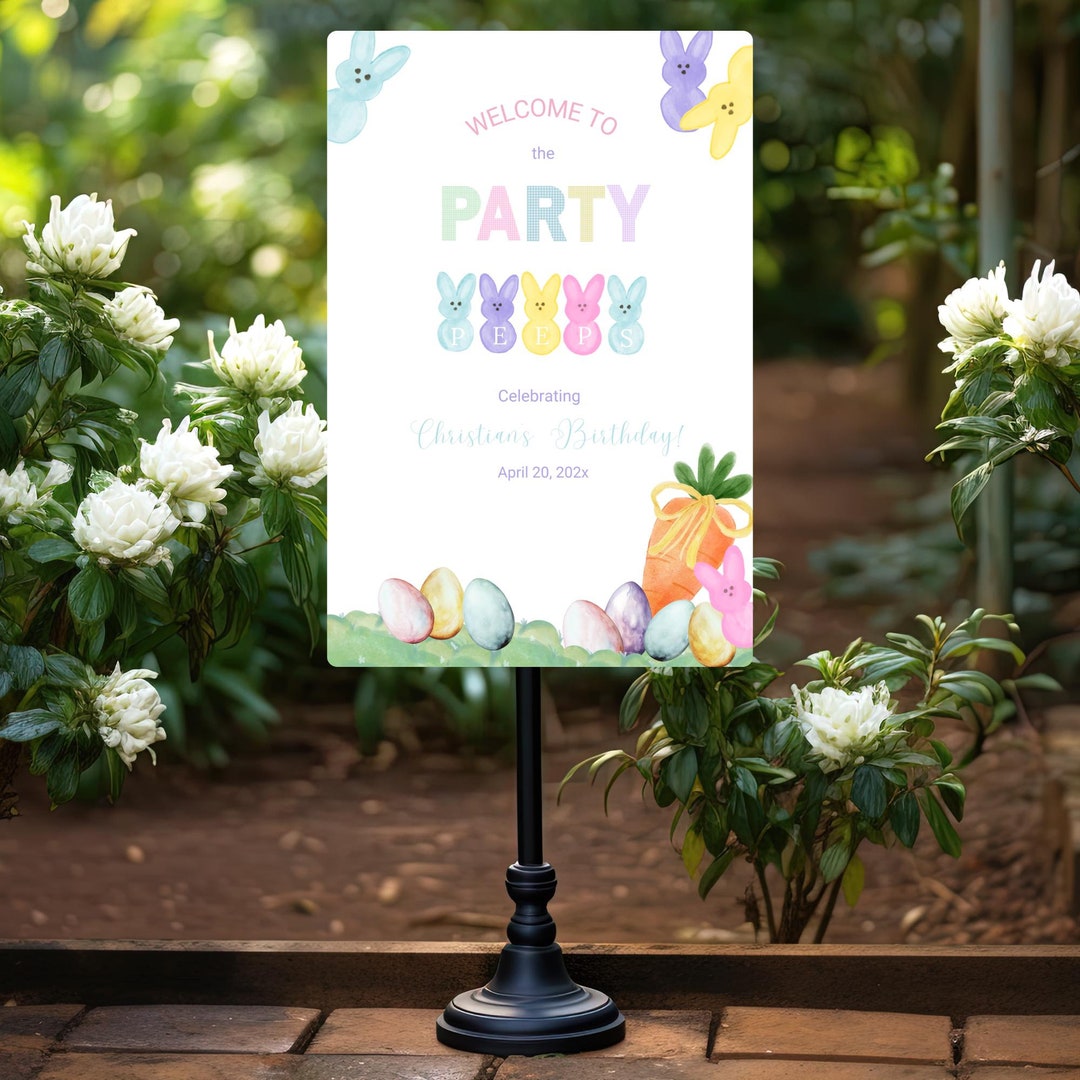Peeps Easter Birthday Welcome Template With Pastel Colors, Peeps Bunny ...