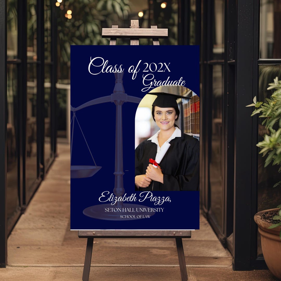 Editable Welcome Sign for Law School Graduation, Custom Navy Blue Law ...