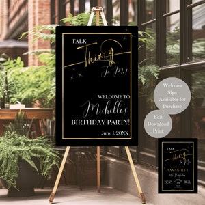 Minimalist 30th Birthday Welcome Sign Template, Modern Black & Gold ...