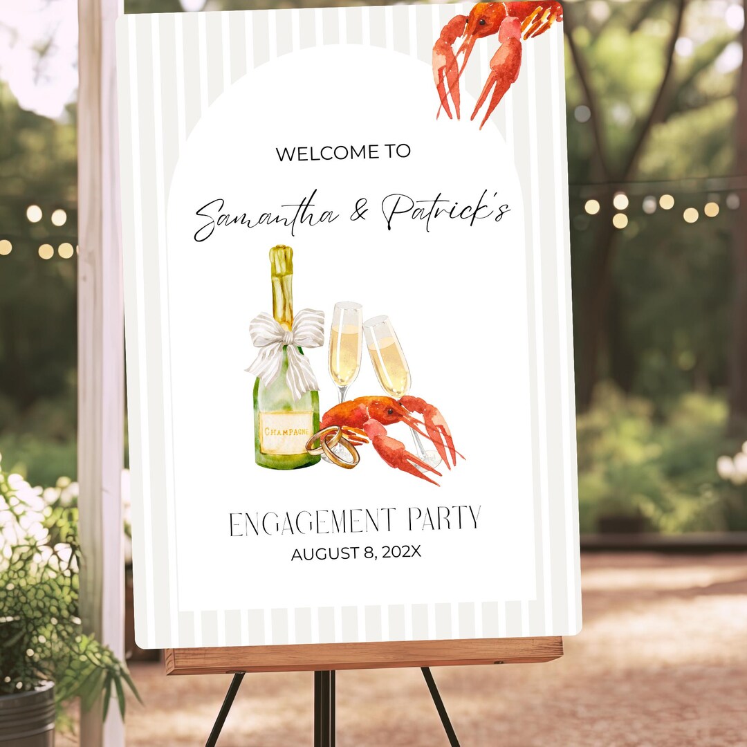 Custom Crawfish Boil Engagement Party Sign, Crawfish Boil Welcome Board ...