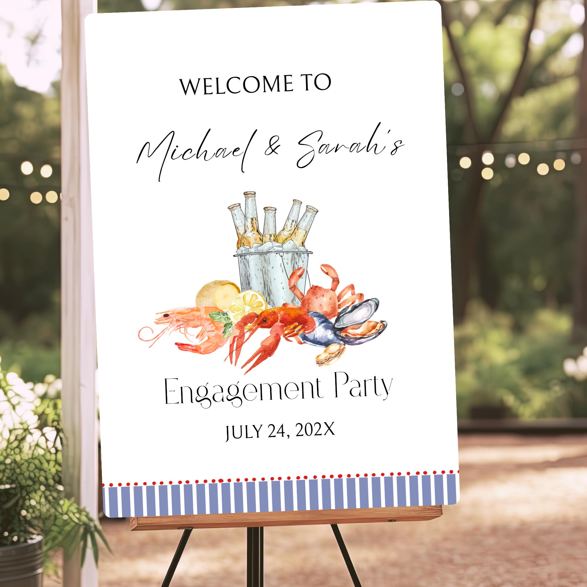Custom Seafood Boil Engagement Party Sign, Low Country Boil Welcome ...