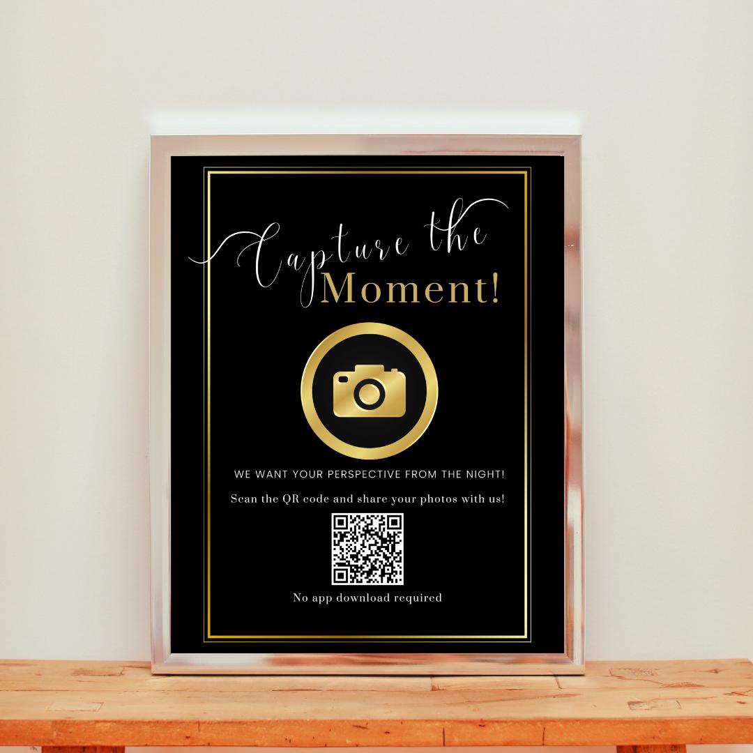 Black Capture the Moment Barcode Sign for Birthday Party, Printable QR ...