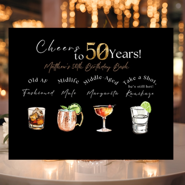 50th Birthday Table Menu - Etsy