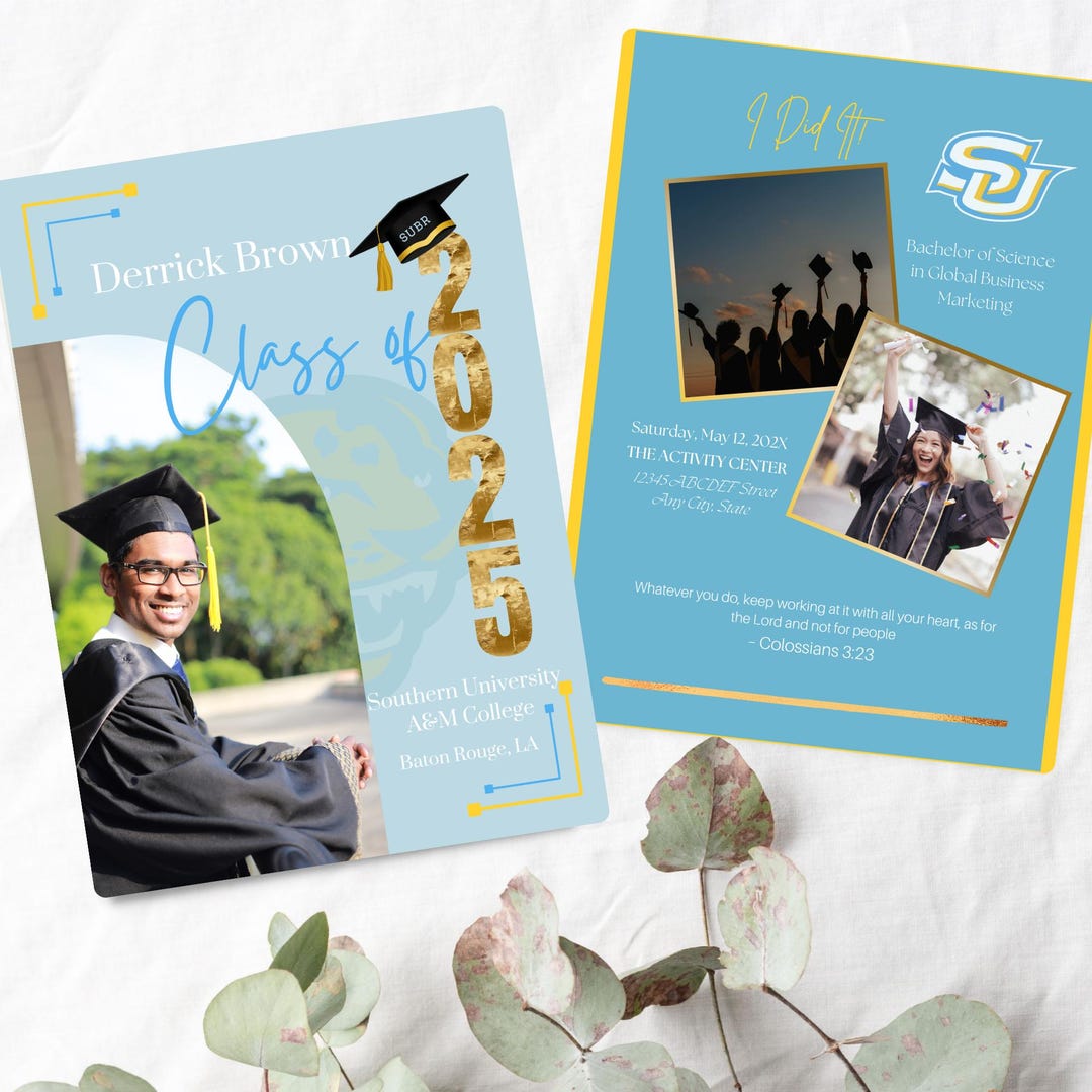 Southern University Blue & Gold Graduation Announcement, Southern ...