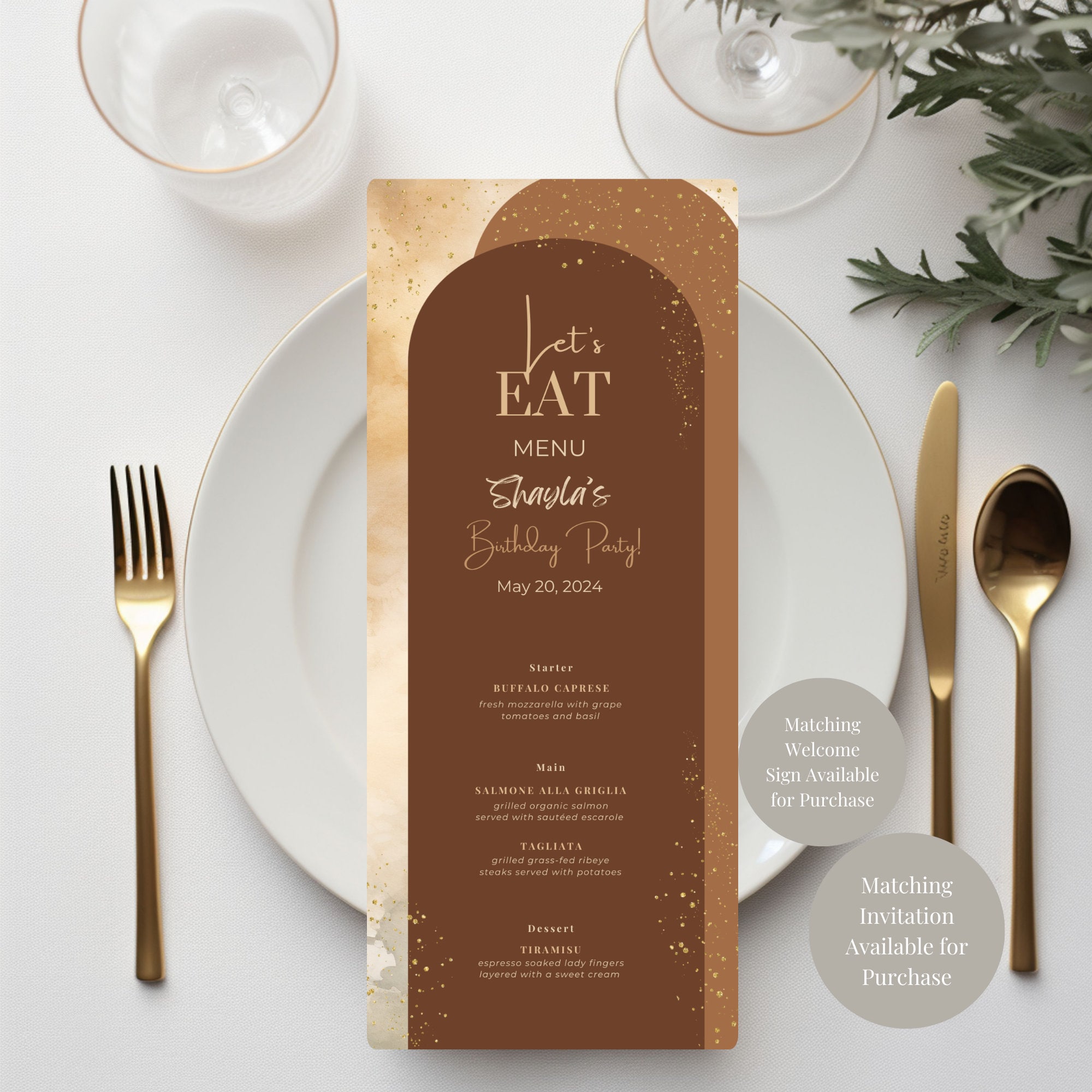 Shades of Melanin Dinner Menu Template: Brown & Gold Party Menu (canva ...