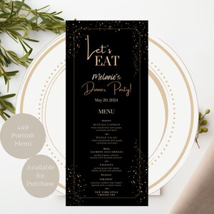 Black and Gold Drink Menu Sign, Wedding or Birthday Bar Menu Sign ...