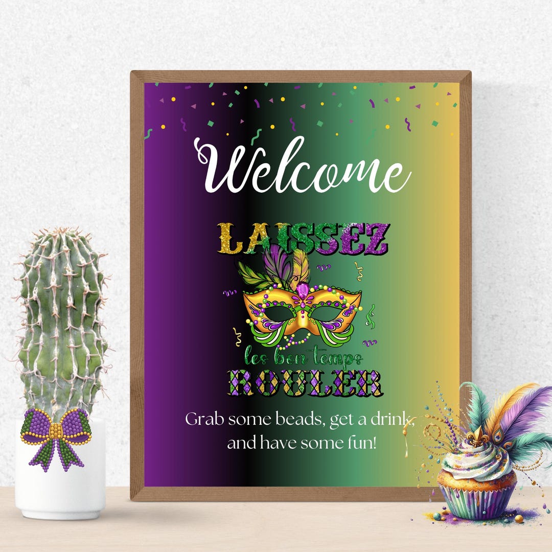 Editable Mardi Gras Welcome Sign: Laissez Les Bon Temps Rouler (digital ...