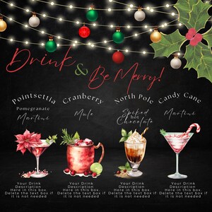 Editable Christmas Signature Drink Menu: Holiday Party Bar Sign (canva ...