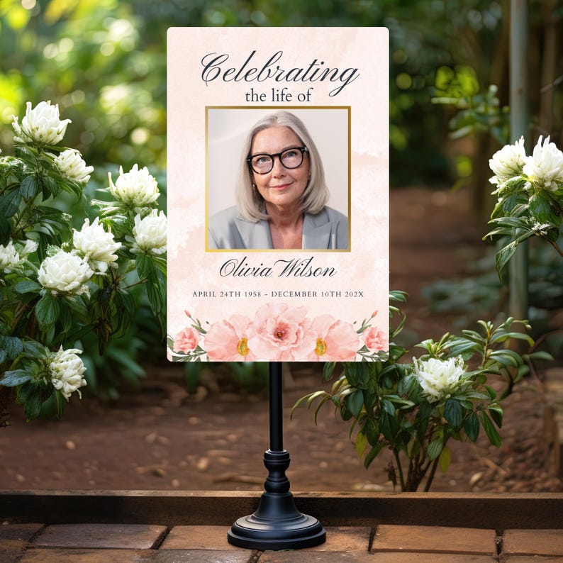 Funeral Entry Sign for Woman, in Loving Memory Welcome Sign Template ...