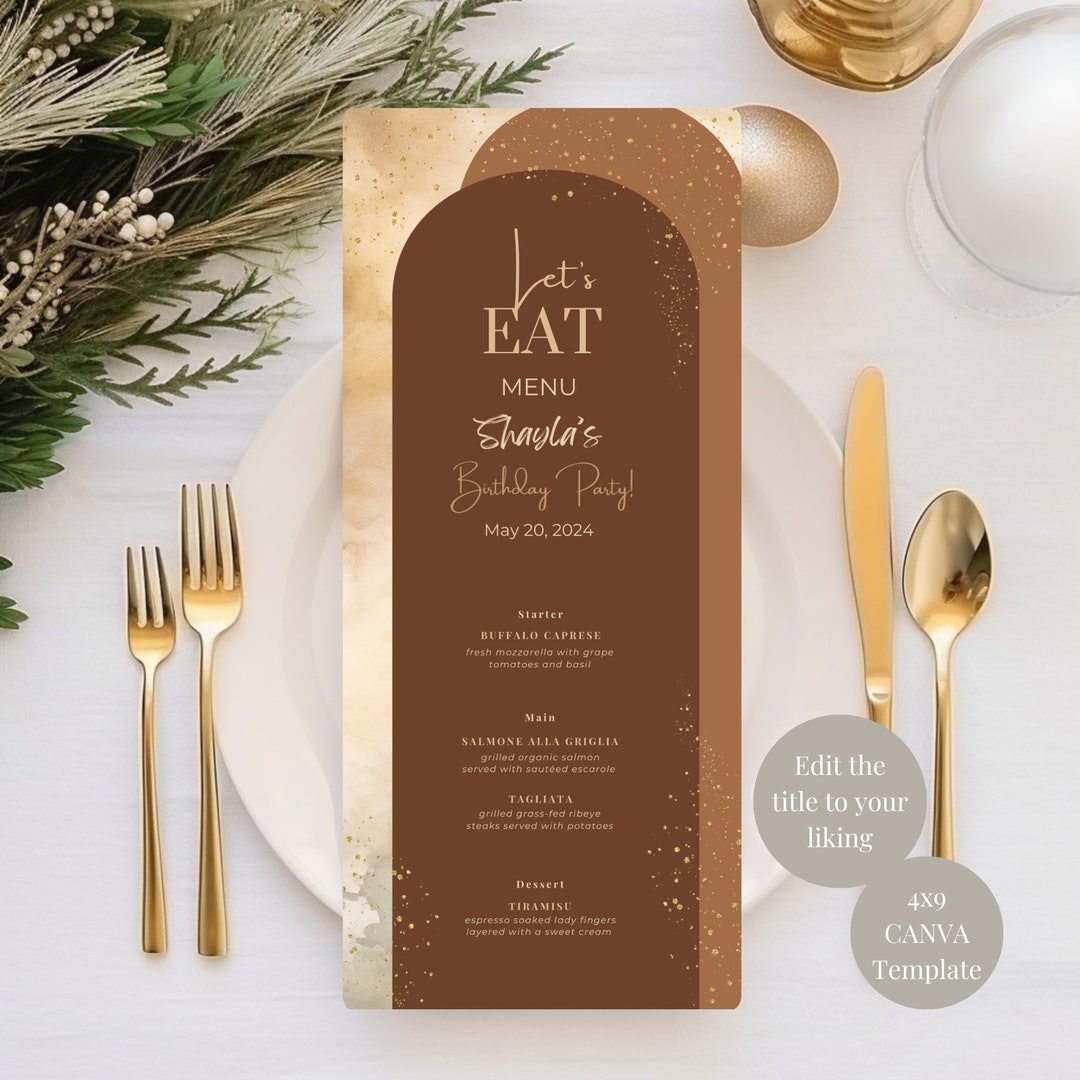 Shades of Melanin Dinner Menu Template, Shades of Brown Birthday Dinner ...