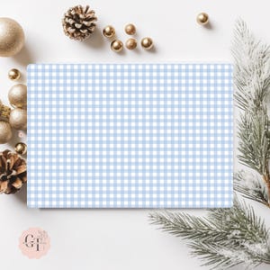Blue Gingham Beach Christmas Photo Card: Coastal Holiday Card (digital ...