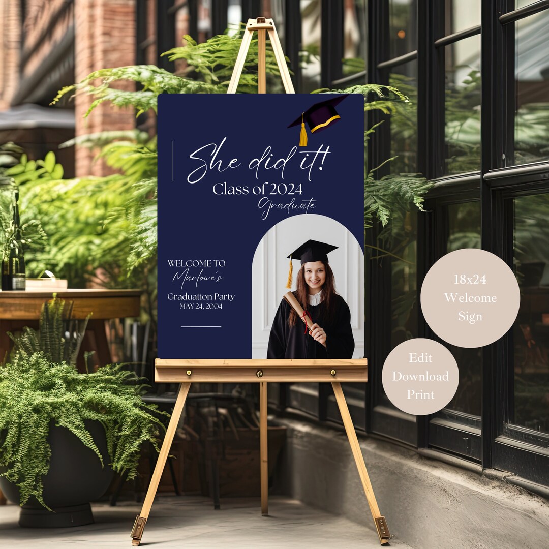 Editable Graduation Welcome Sign: Photo Poster Board (digital Download ...