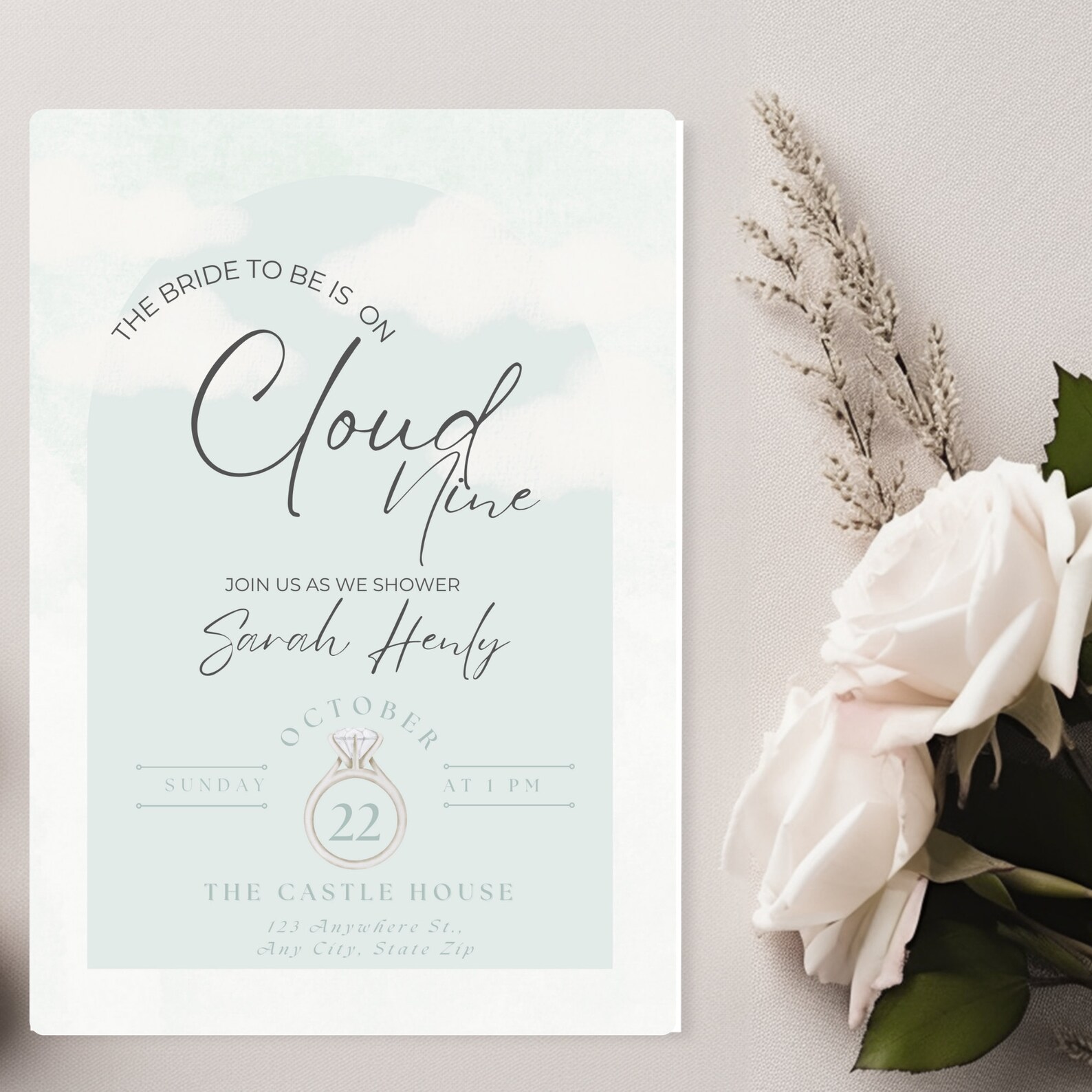 On Cloud 9 Bridal Shower Invitation, the Bride to Be is on Cloud Nine ...