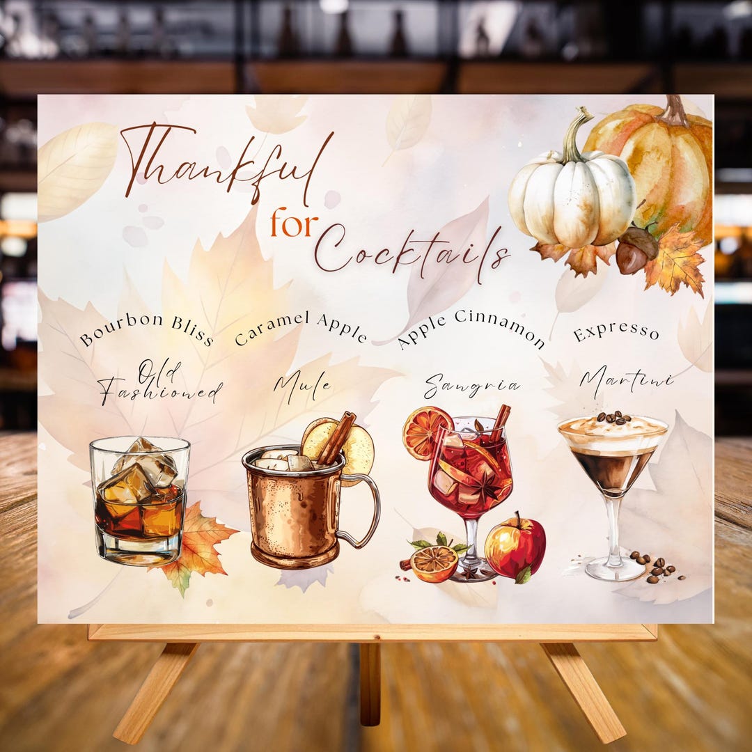 Editable Thanksgiving Signature Drink Menu: Friendsgiving Party Bar ...