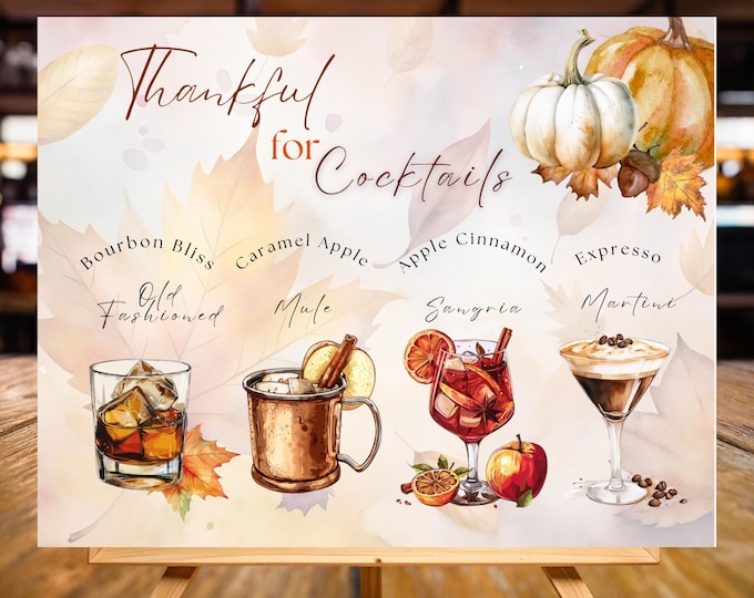 Editable Hard Apple Cider Fall Signature Cocktail Drink Sign, Autumn ...