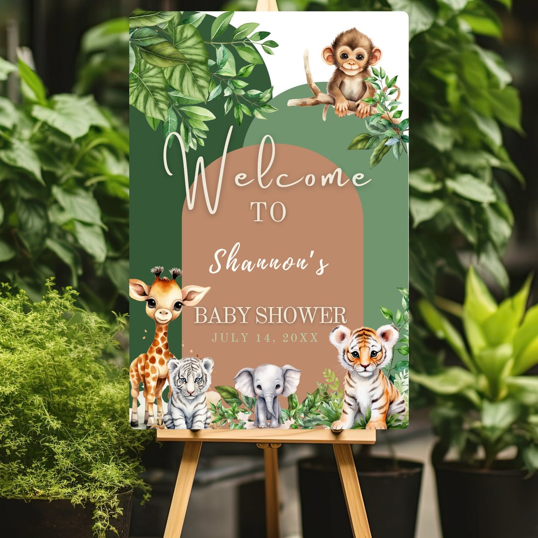 Safari Welcome Sign Template for Baby Shower, Editable Wild Baby ...