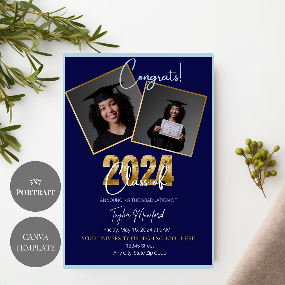 Southern University Blue & Gold Graduation Announcement, College ...