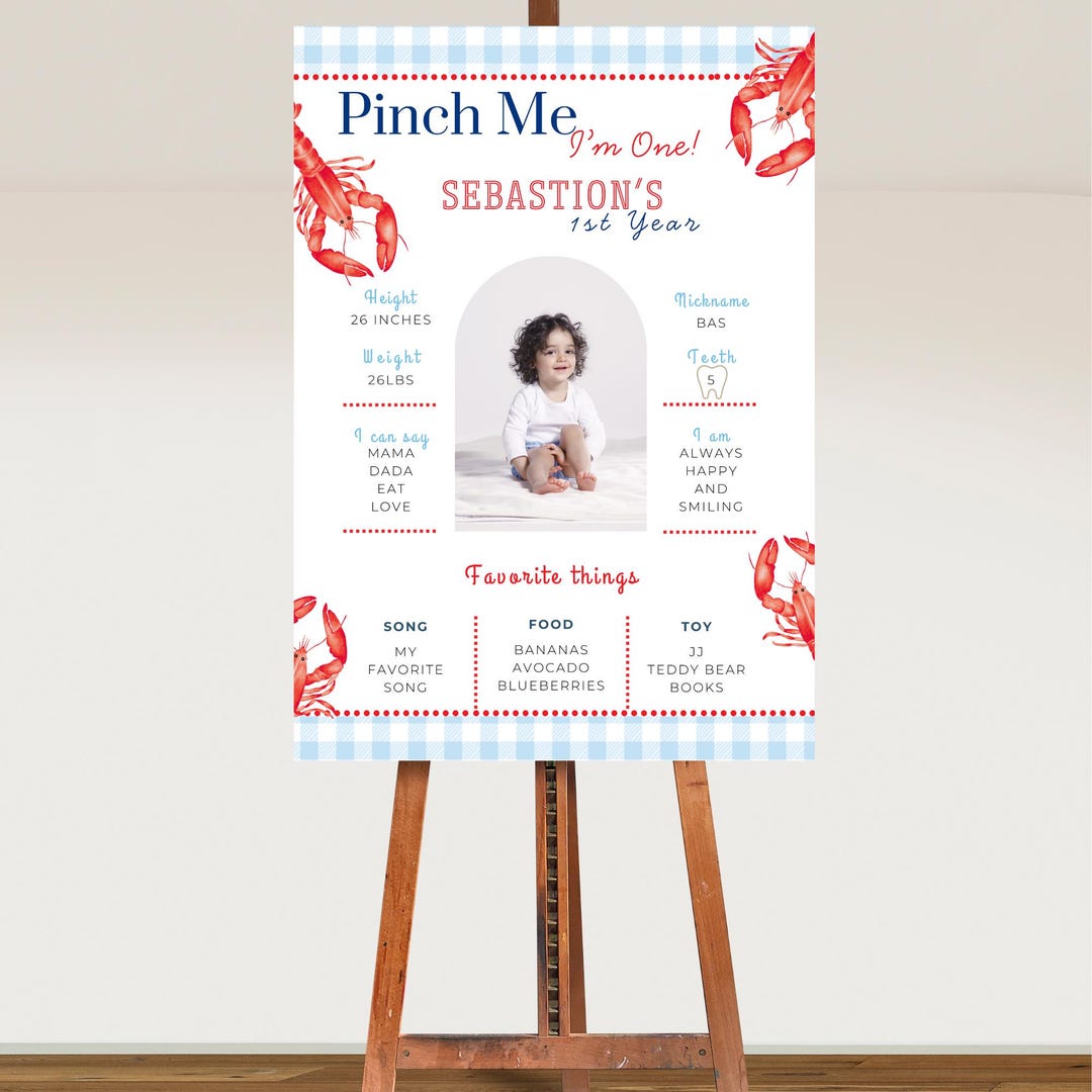 Pinch Me I'm One Crawfish Photo Milestone Sign, Crawfish Theme Birthday ...