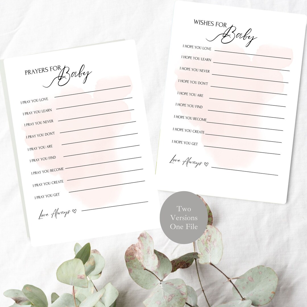 Pink Prayers & Wishes for Baby Card: Blush Baby Shower (digital ...