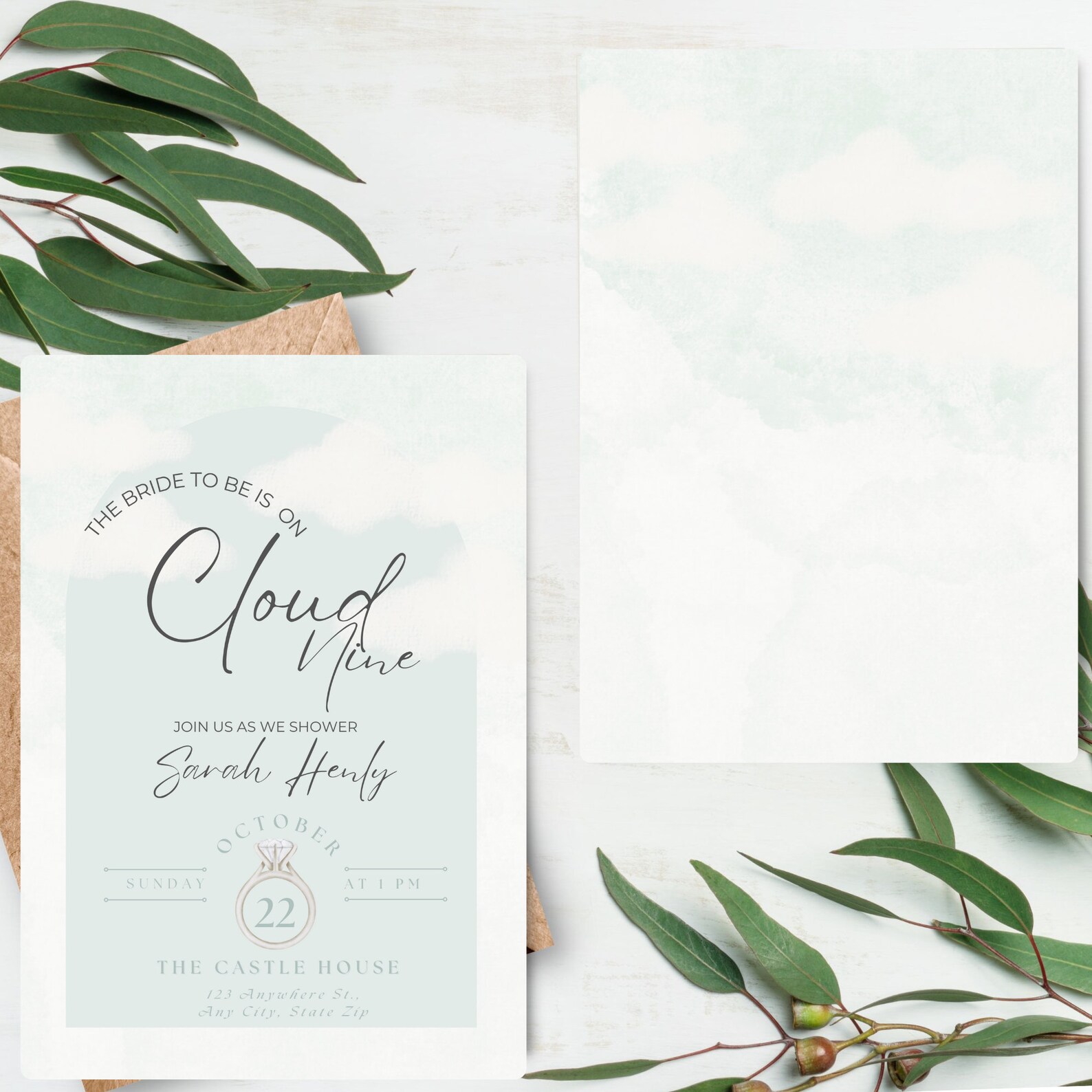 On Cloud 9 Bridal Shower Invitation, the Bride to Be is on Cloud Nine ...