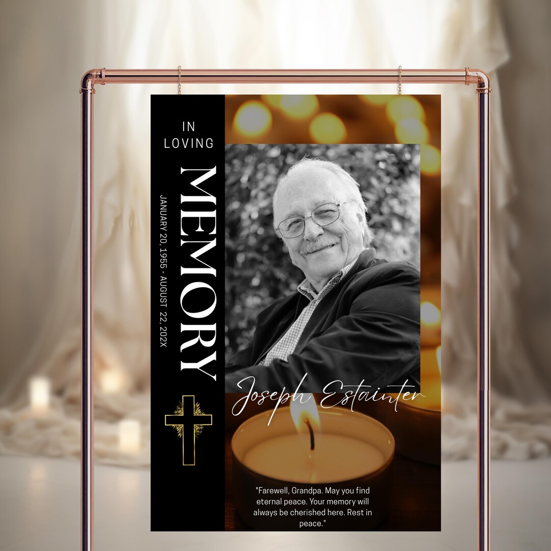 Custom Funeral Entry Sign for Male, in Loving Memory Candle Welcome ...