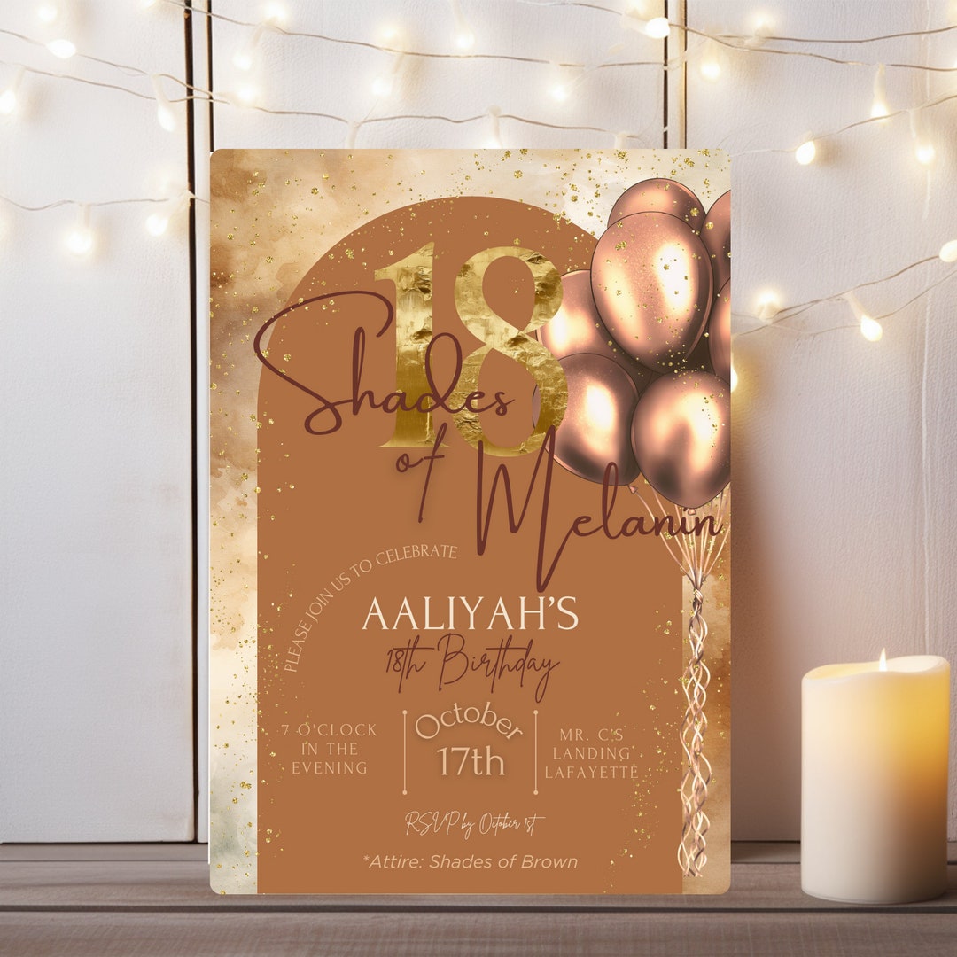 18 Shades of Melanin Birthday Invitation, Shades of Brown Invite for ...