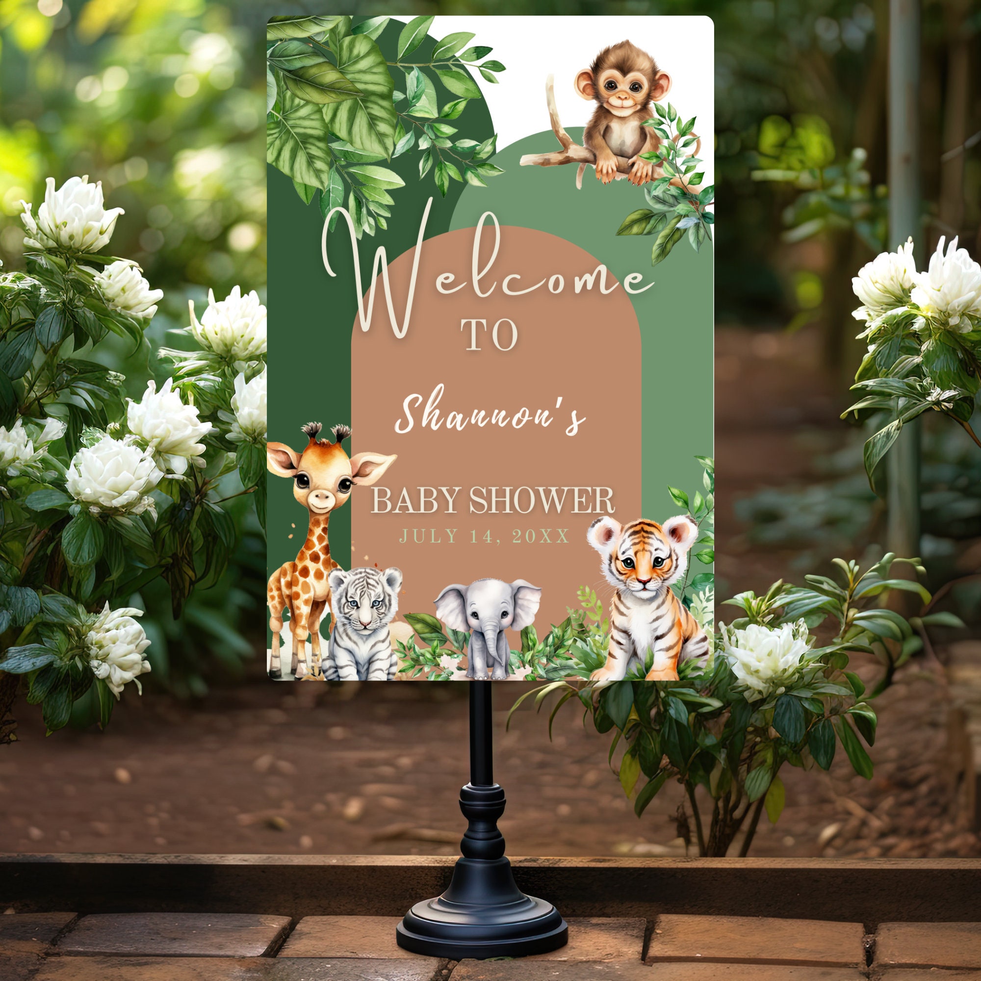 Safari Baby Welcome Sign Template, Editable Wild Baby Animals Baby ...