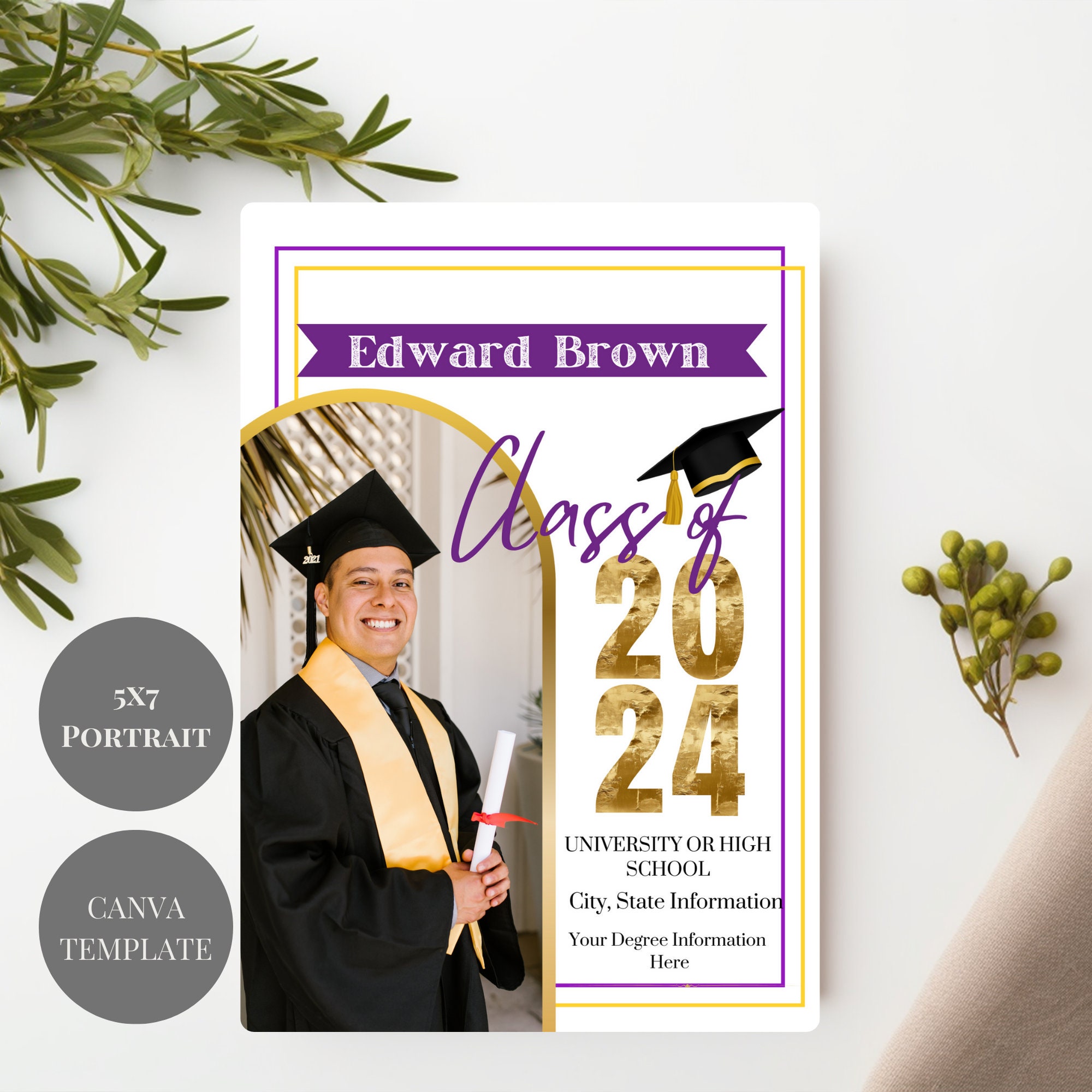 LSU Purple and Gold Grad Announcement, High School or College ...