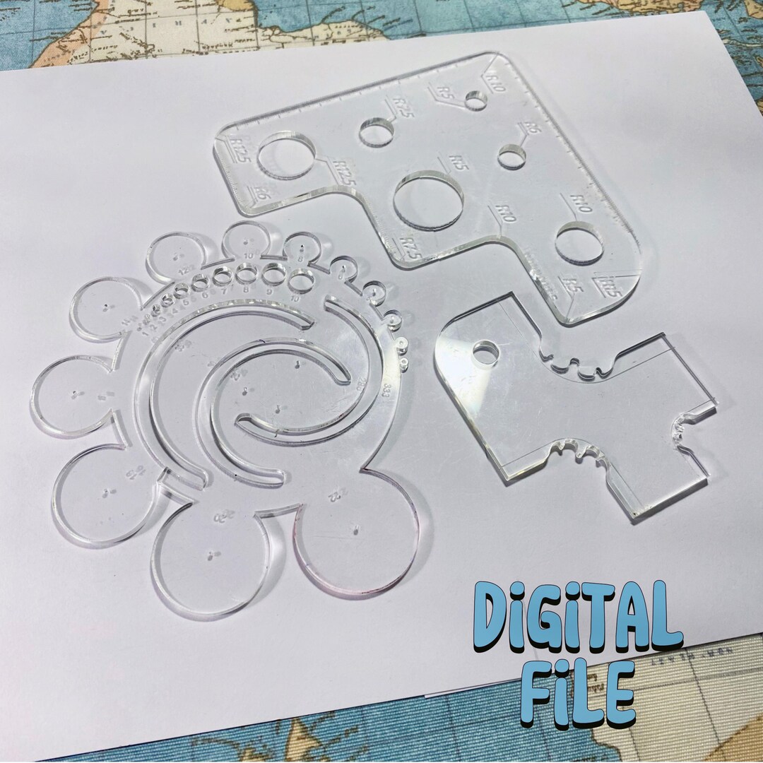 Laser Ruler Set for Leatherworking includes Circul Ruler,corner Ruler ...