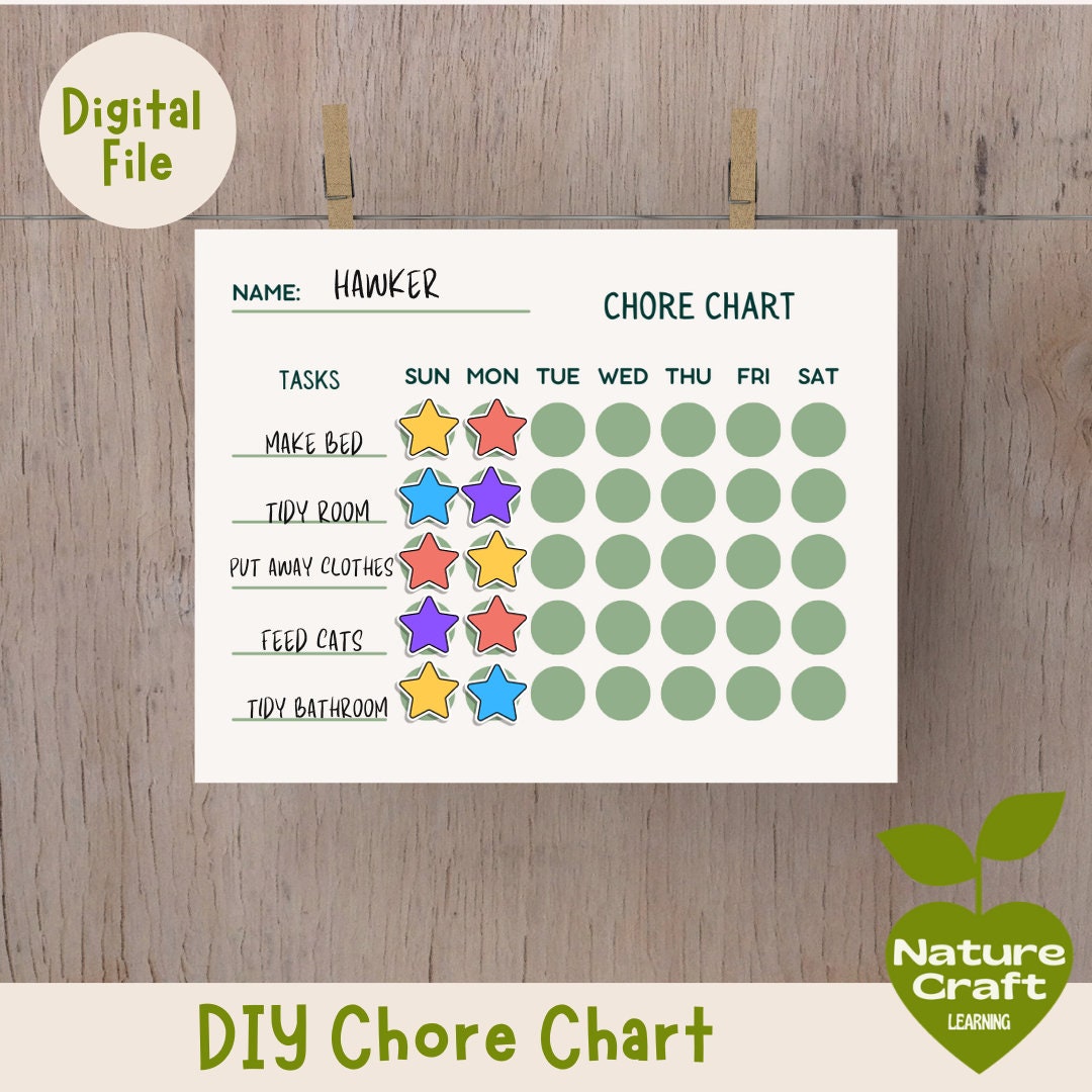 Chore Chart for Kids Printable File Kids Daily Weekly Schedule DIY Kids ...