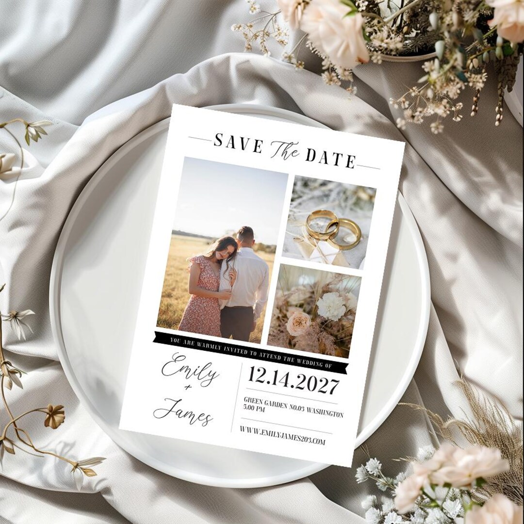 Modern Invitation With Photo, Custom Wedding Invitations Bundle, Bridal ...