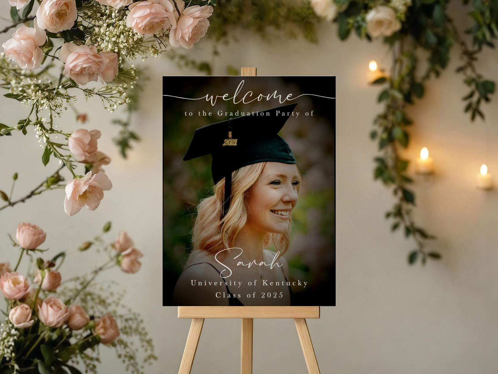 Minimalist Graduation Welcome Sign With Photo Custom Grad Celebration ...