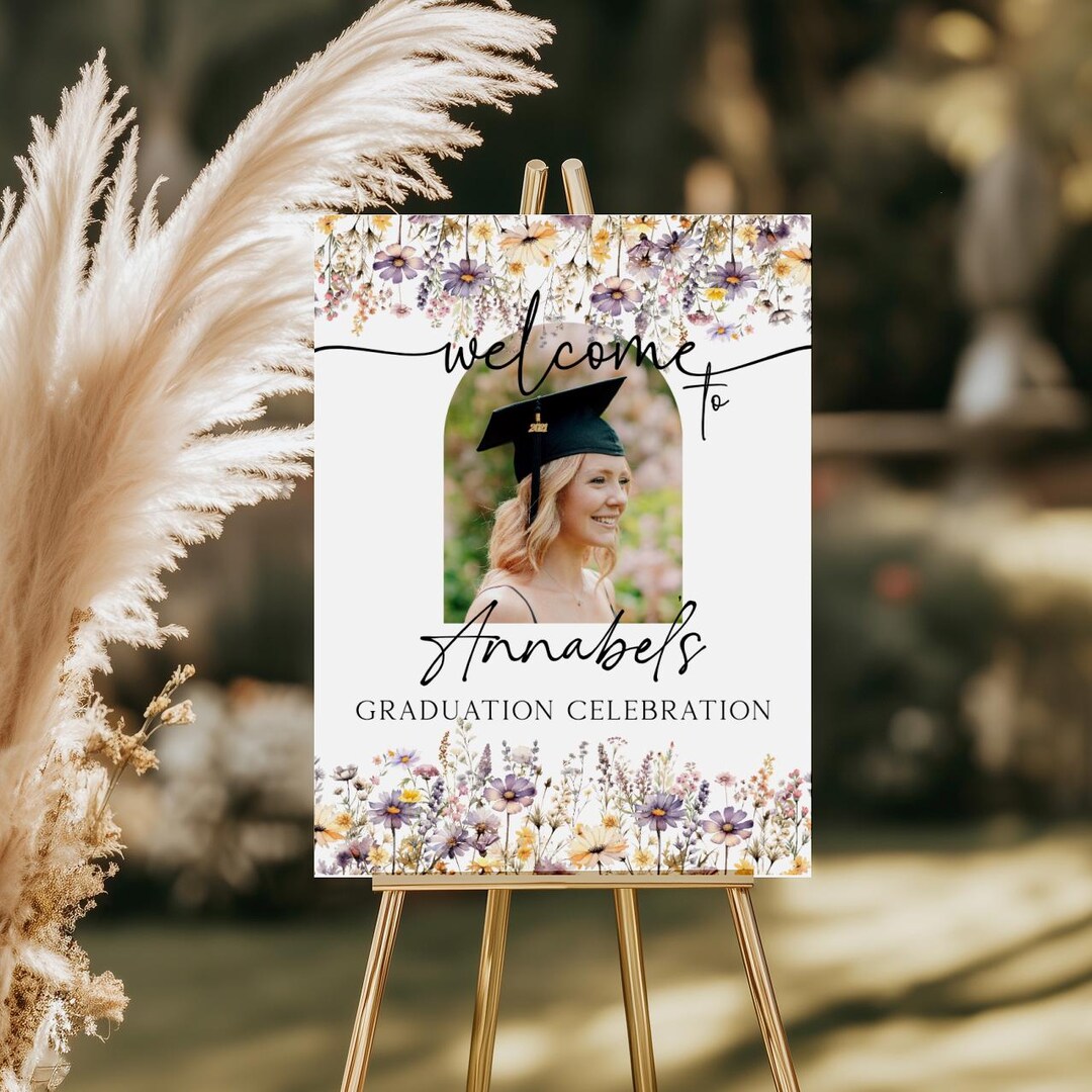 Wildflowers Graduation Welcome Sign Floral Custom Graduation ...