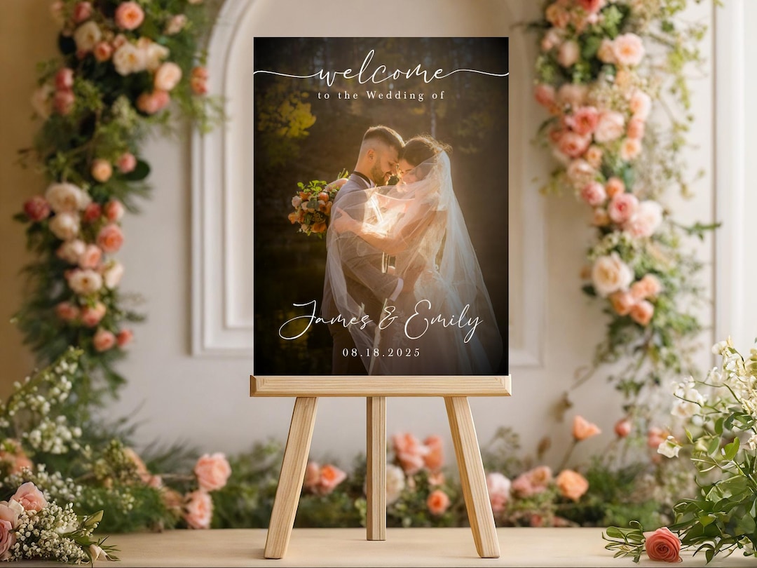 Printed Wedding Welcome Sign With Photo Custom Signage for Wedding ...