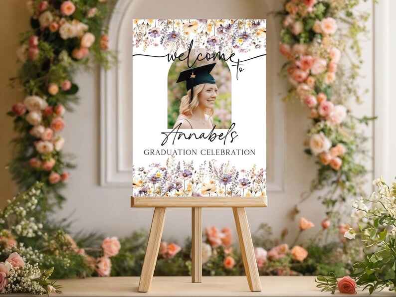 Wildflowers Graduation Welcome Sign Floral Custom Graduation ...